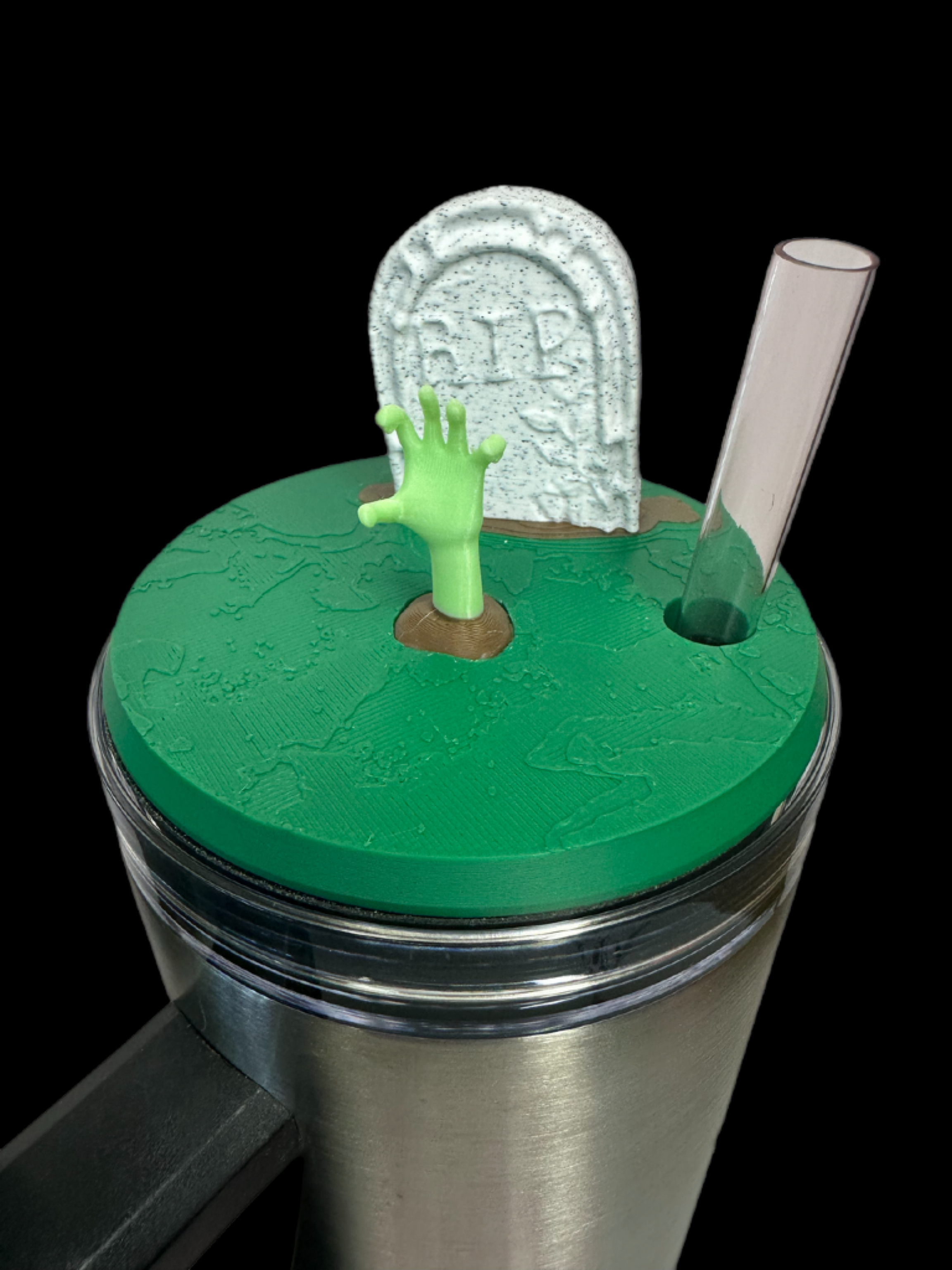 Tumbler Toppers: Headstone with Zombie Hand reaching up Summerween!